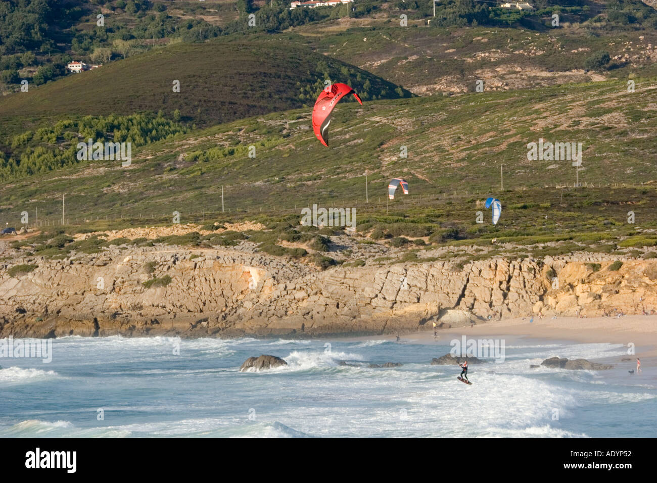 Guincho Portugal Kite surfers Stock Photo - Alamy