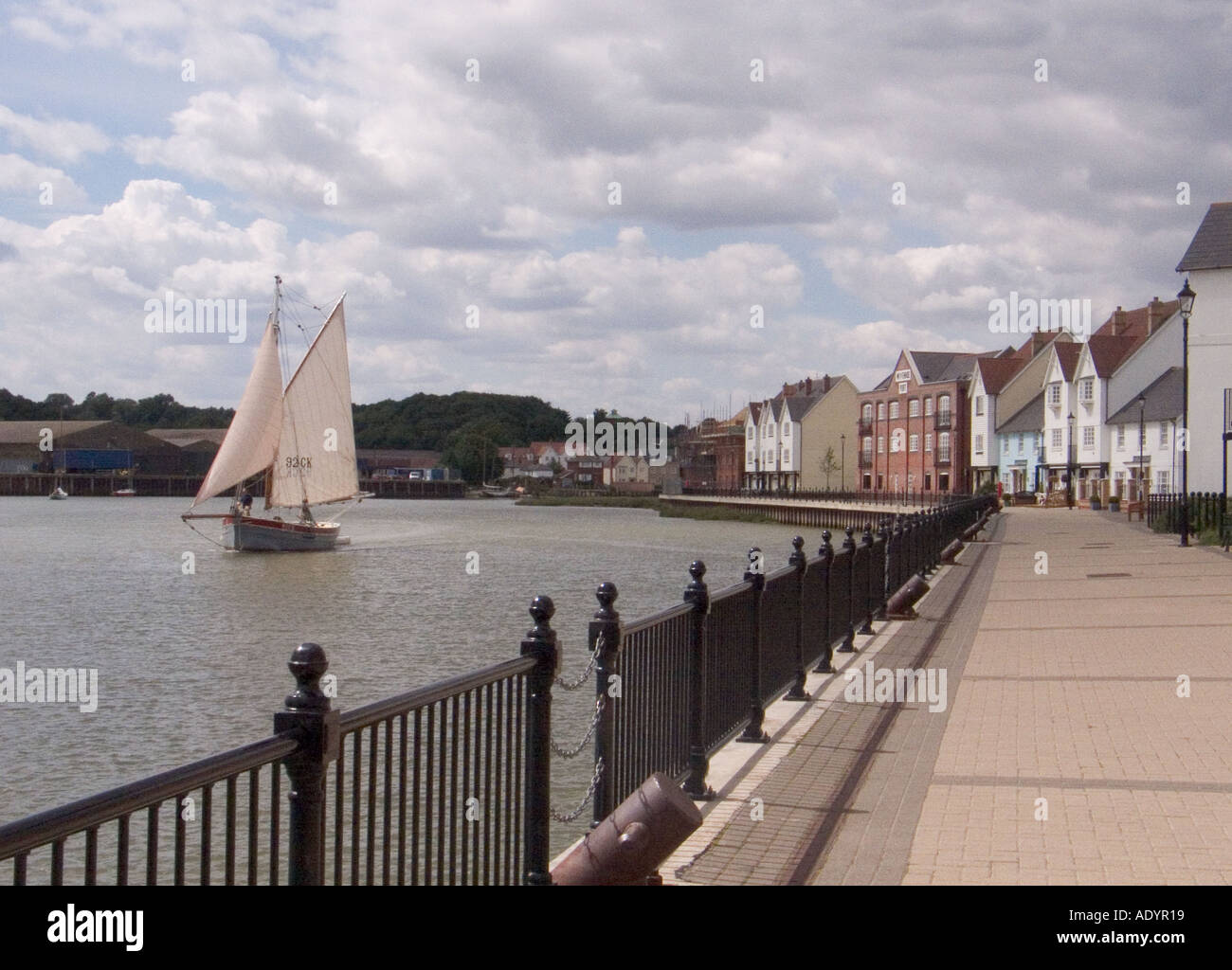 Modern flats and houses West Quay by the side of the River Colne at ...