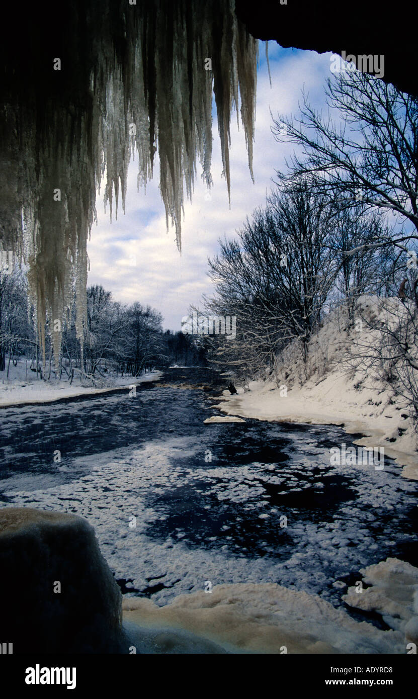 Scenery at waterfall Jagala in winter Estonia Stock Photo - Alamy