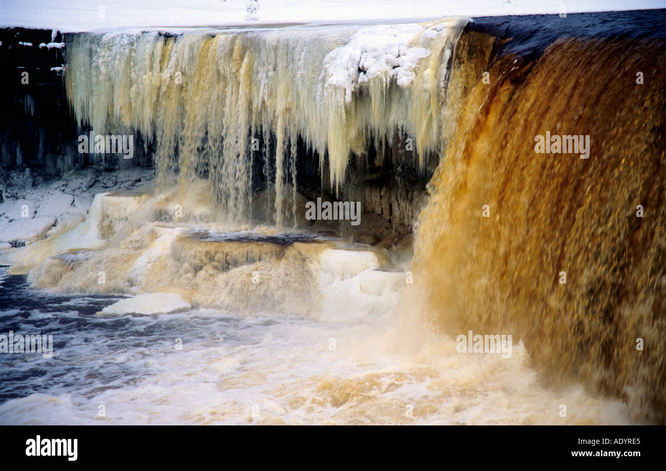 Scenic of waterfall Jagala in wintertime Estonia Stock Photo - Alamy