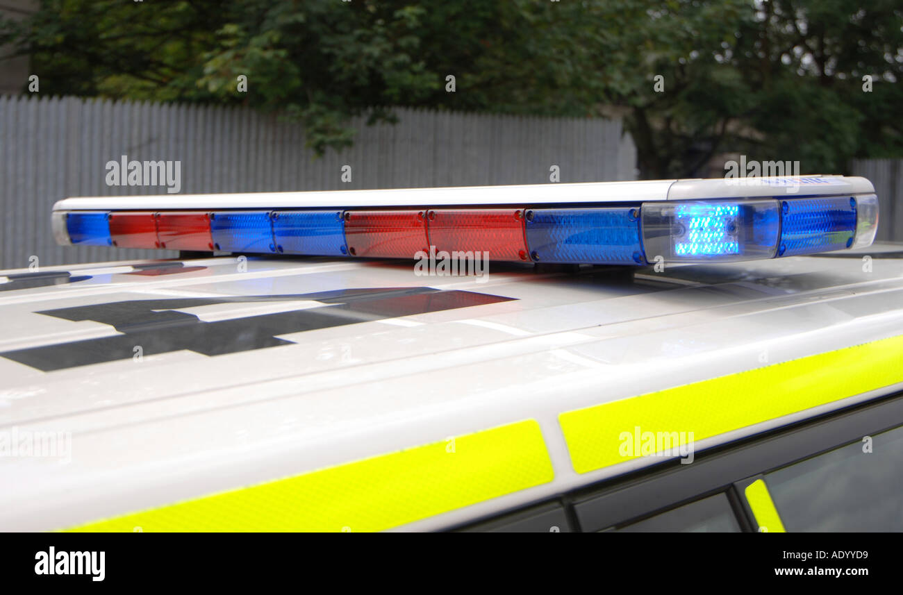Police blue light bar on Range Rover Stock Photo - Alamy