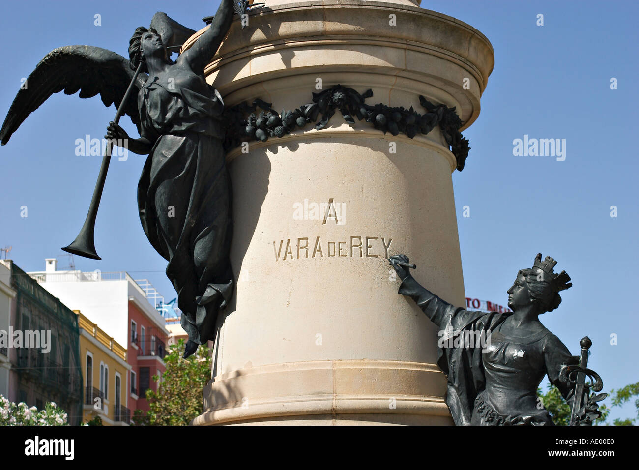 memorial to the heoe Joaquin Vara de Rey in Eivissa in Ibiza Stock ...