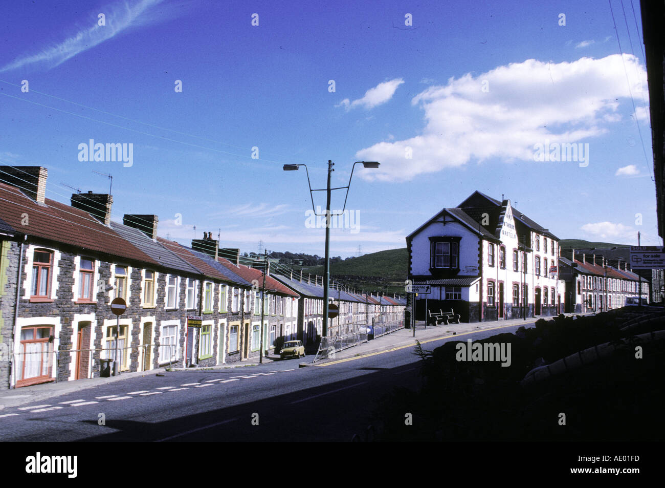 Welsh coal mining village in the Rhondha valley south wales Stock Photo ...