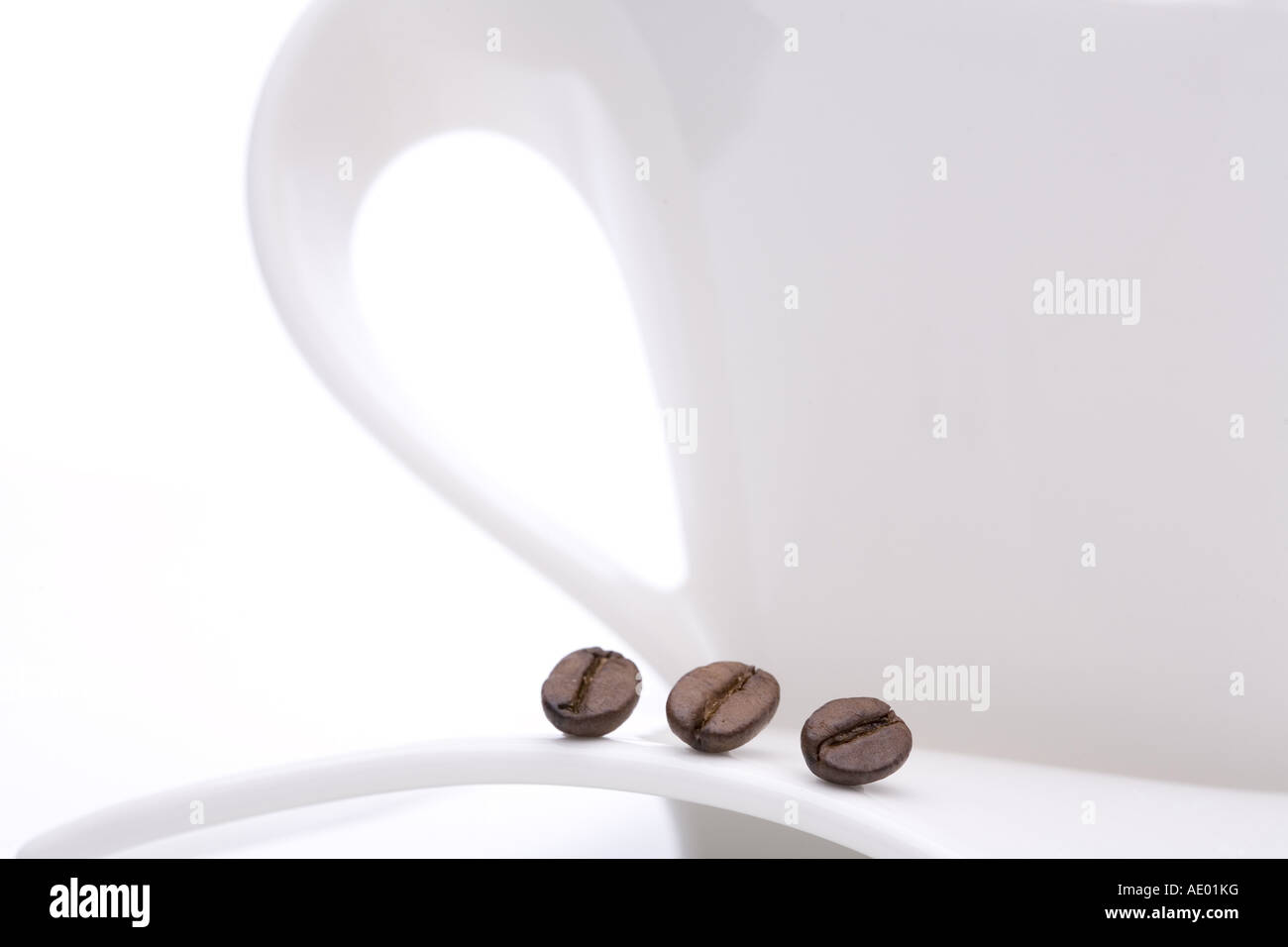 white coffee set with coffee beans Stock Photo - Alamy