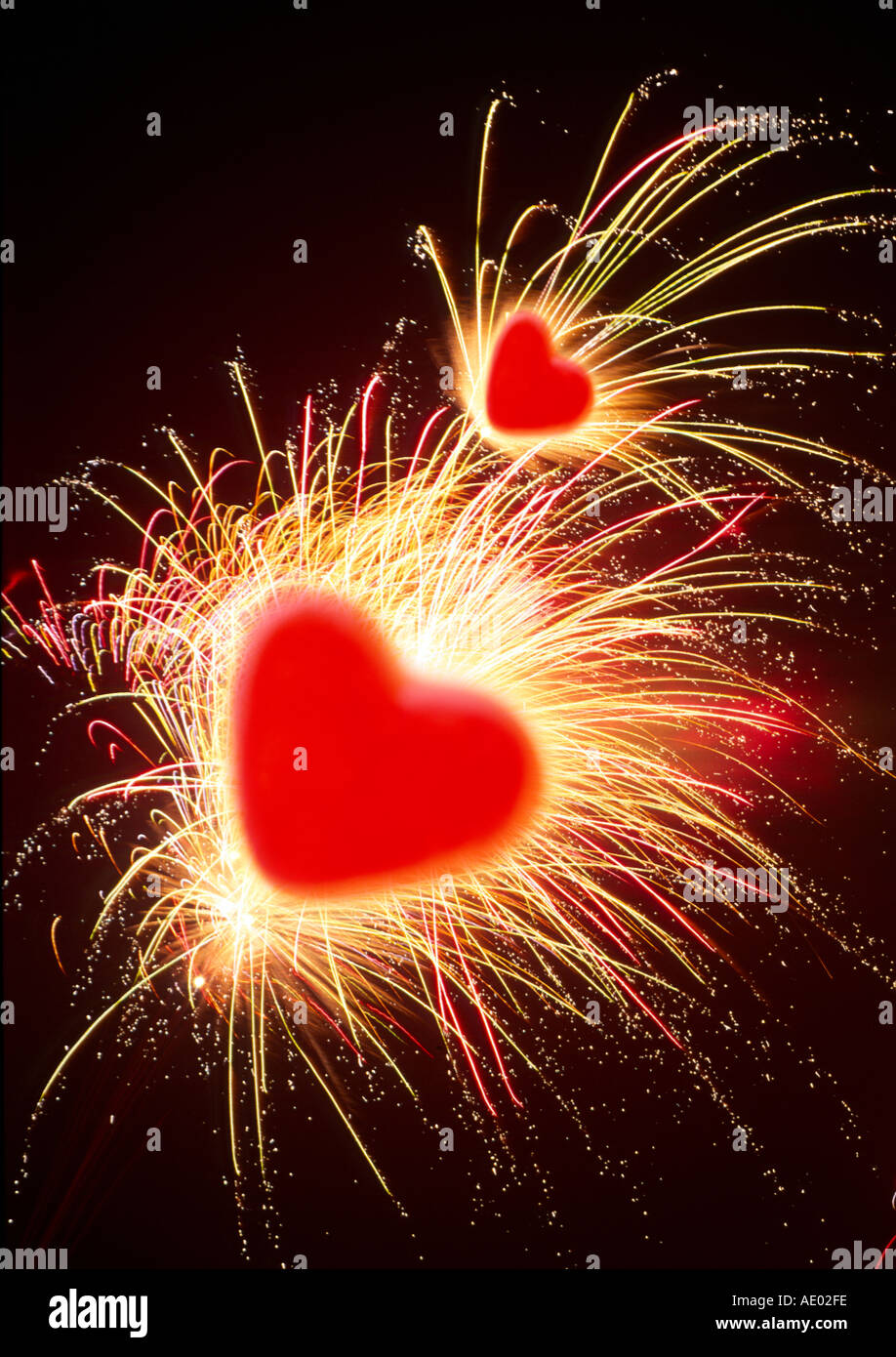 Fireworks of hearts Stock Photo - Alamy