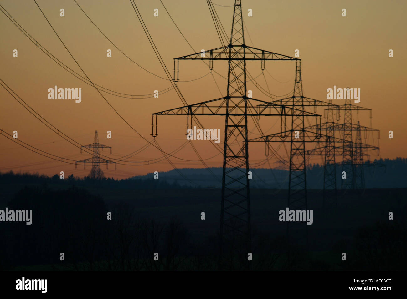 power poles, Germany Stock Photo - Alamy