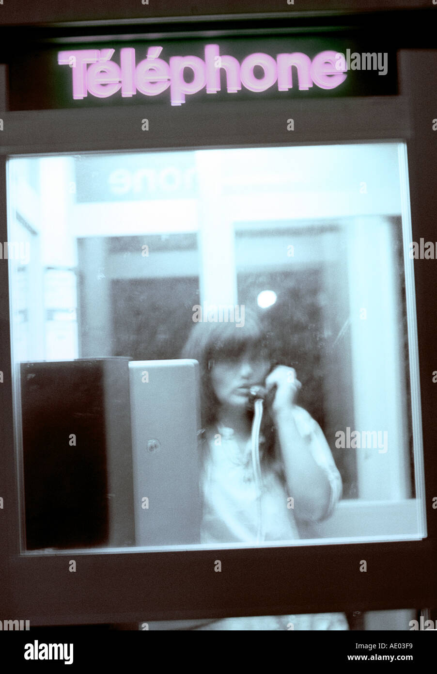 Telephone call in a telephone cabin Stock Photo - Alamy