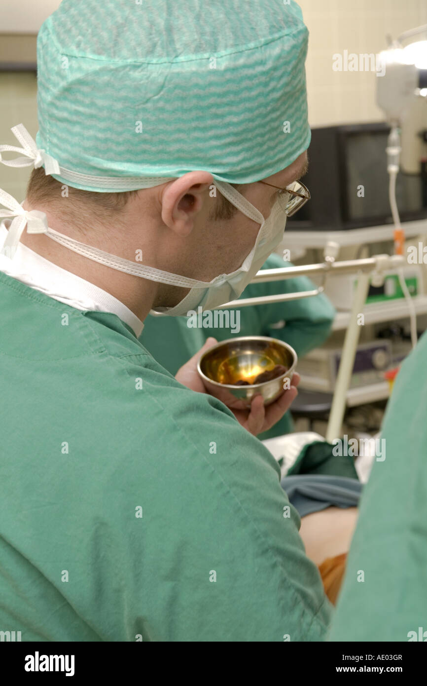 doctor holding metallic dish during surgery Stock Photo - Alamy