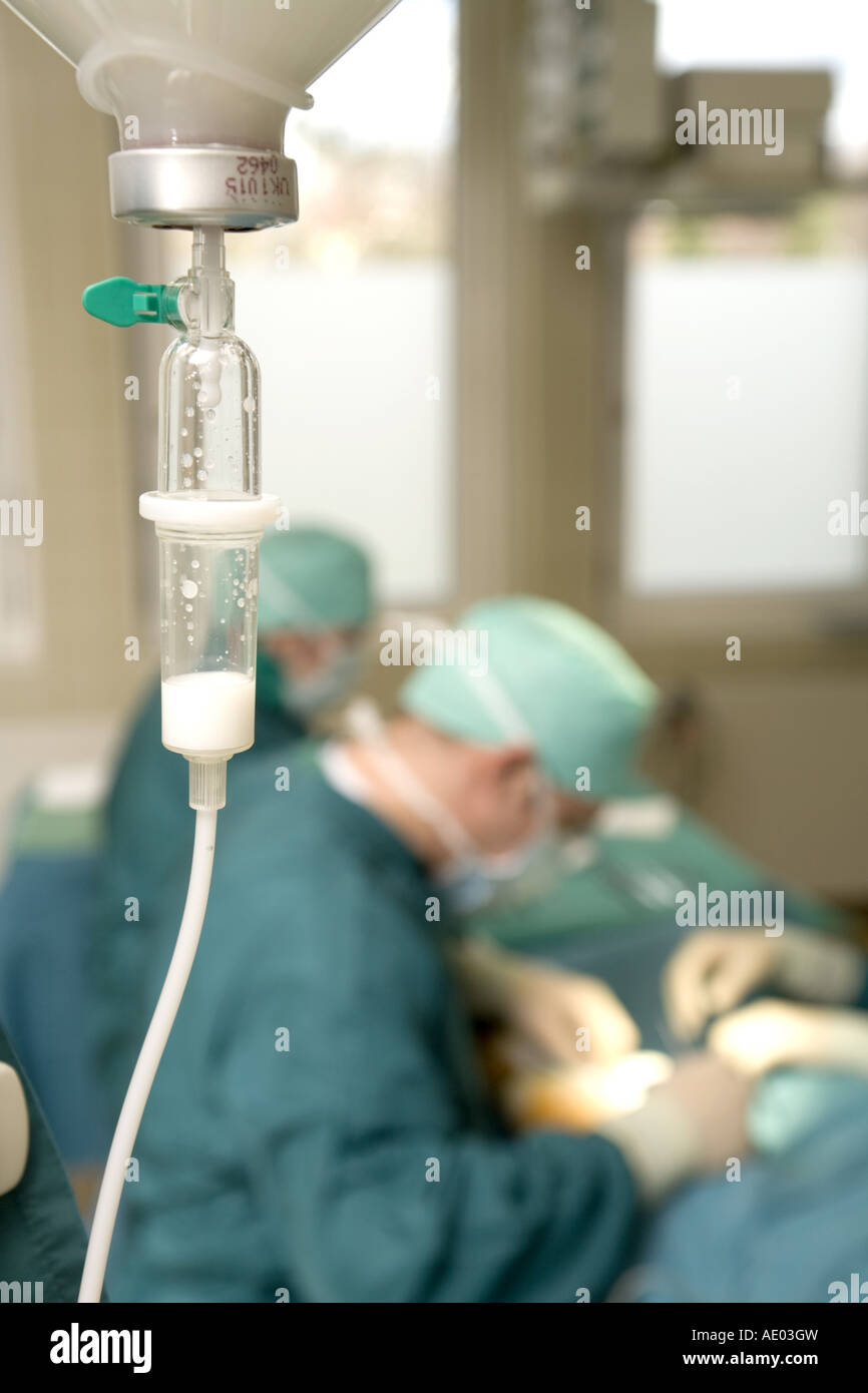 drip, surgery in background Stock Photo - Alamy