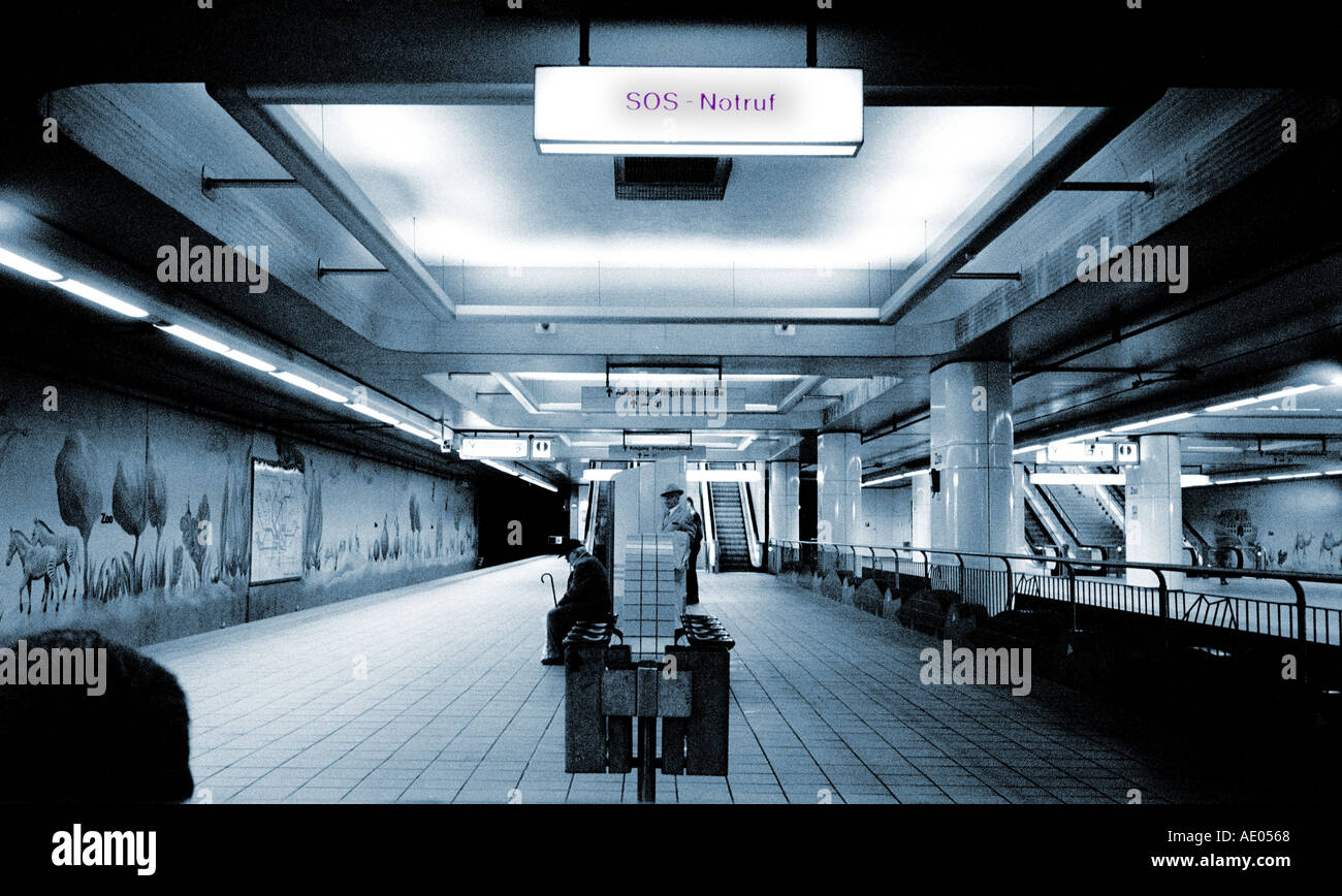SOS emergency sign in underground station Stock Photo - Alamy