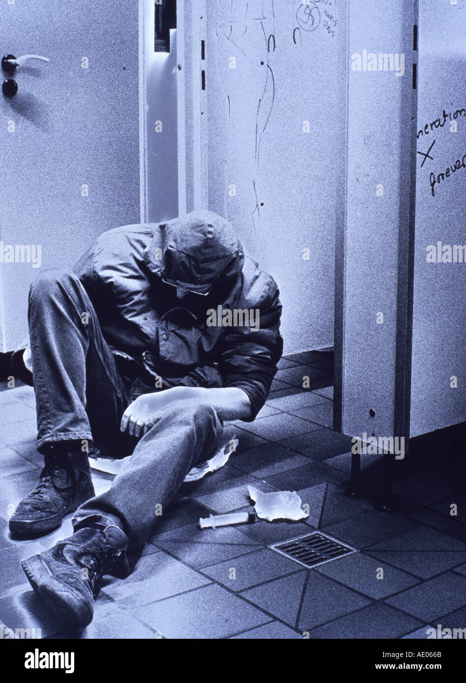drug addict in a public toilet Stock Photo - Alamy