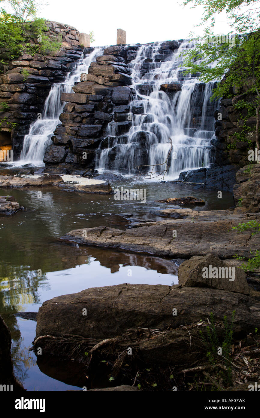 Chewacla Falls waterfall over dam at Chewacla State Park in Alabama USA ...