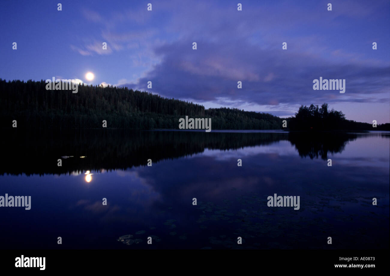 moon over a lake Stock Photo - Alamy