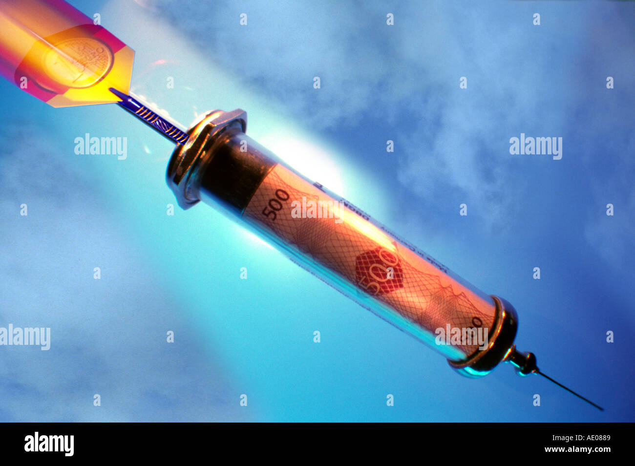 flying money injection Stock Photo - Alamy