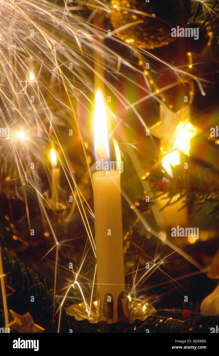 christmas candle and miracle candle Stock Photo - Alamy