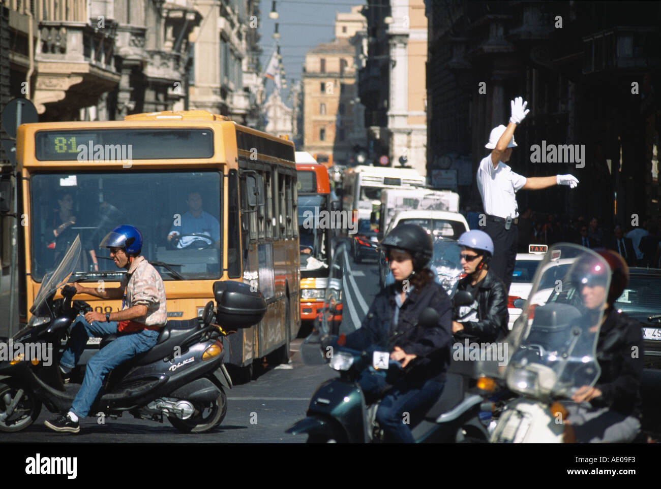 Traffic Policeman and Traffic Via del Corso Rome Italy Stock Photo - Alamy