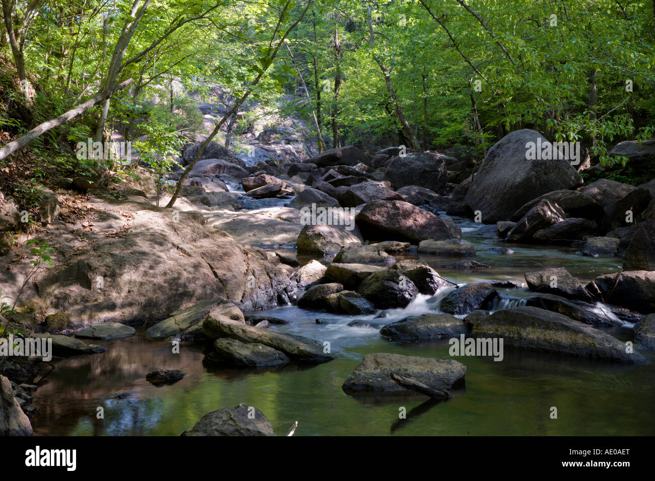 Stream at bottom of waterfall at Chewacla State Park in Alabama, USA ...