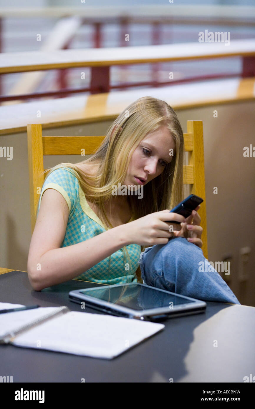 College Girl Studying in Library Stock Photo - Alamy