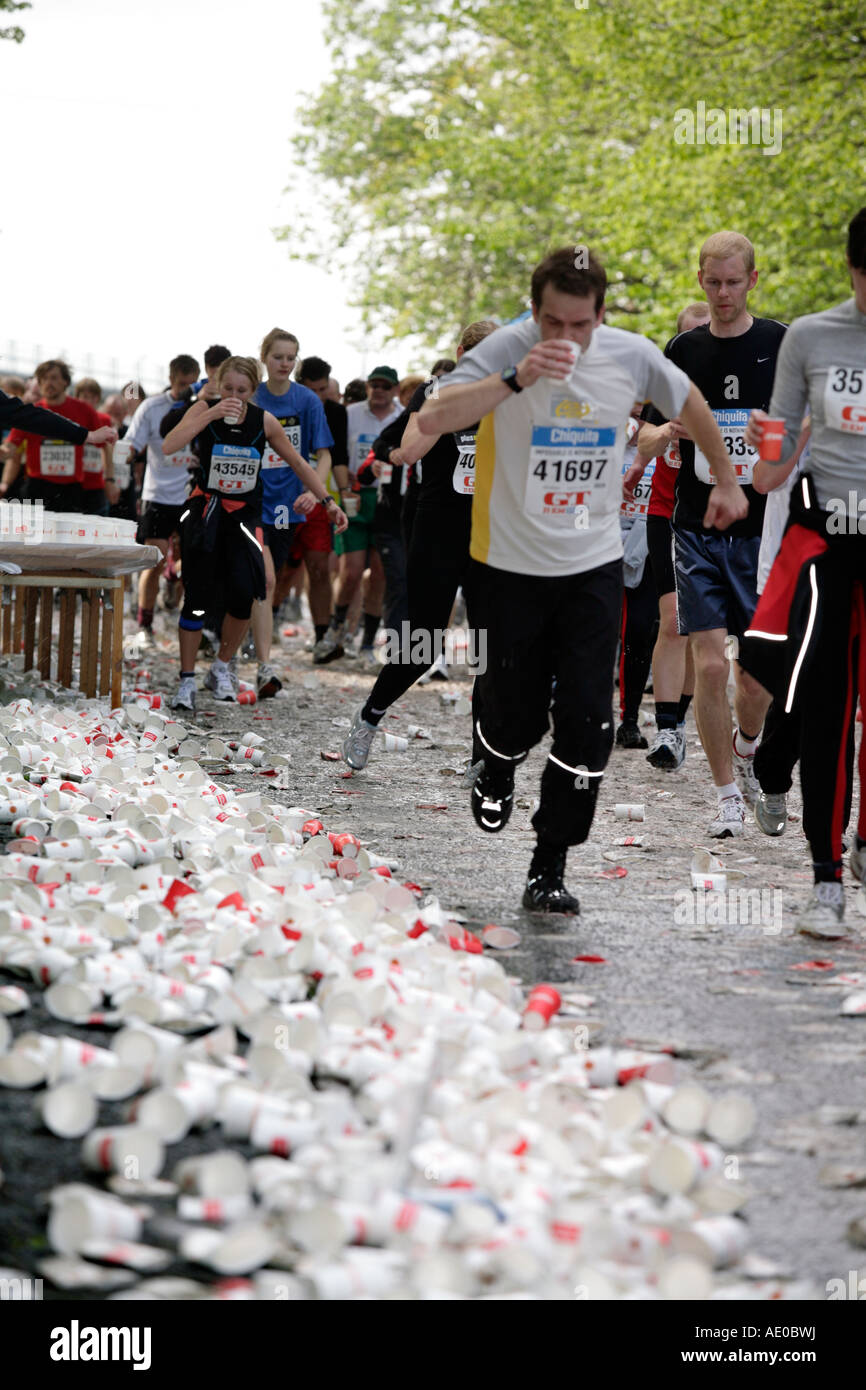 Plastic mugs litter the route of marathon race Stock Photo - Alamy