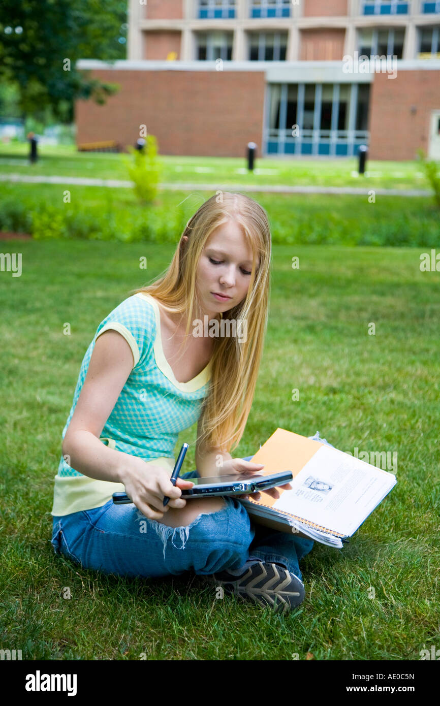 College Girl Studying on Campus Stock Photo - Alamy