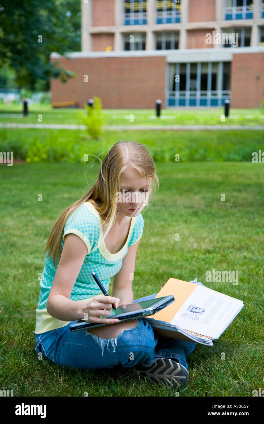 College Girl Studying on Campus Stock Photo - Alamy