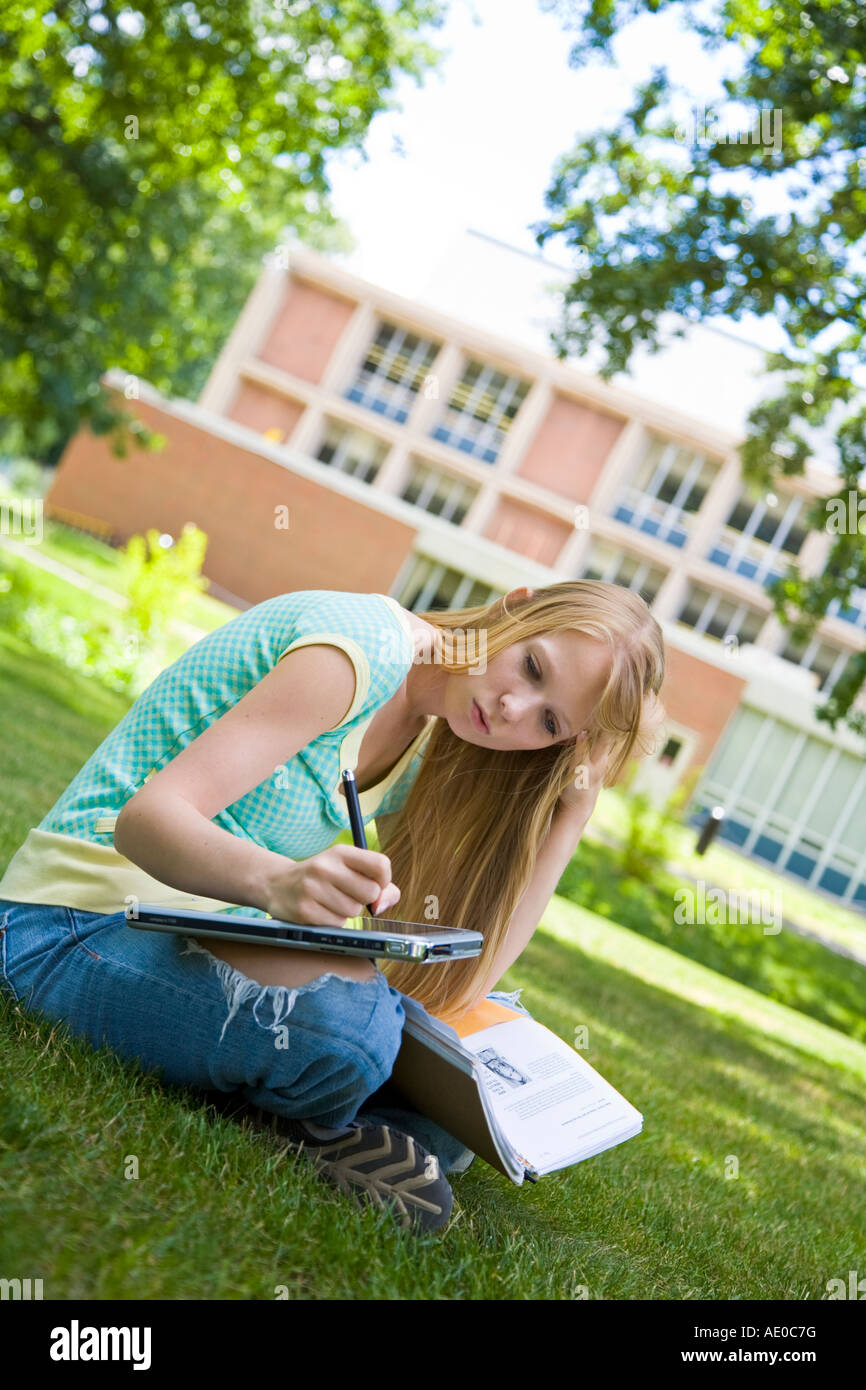 College Girl Studying on Campus Stock Photo - Alamy