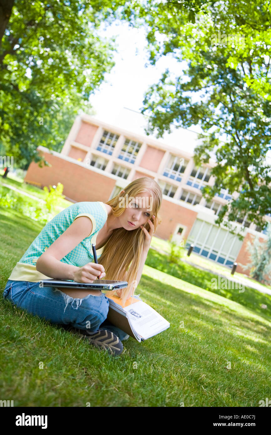 College Girl Studying on Campus Stock Photo - Alamy