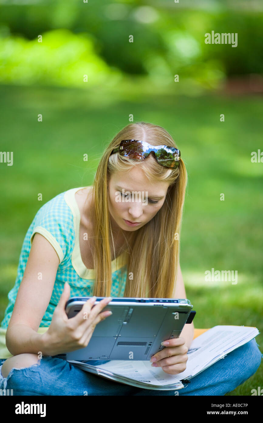 College Girl Studying on Campus Stock Photo - Alamy