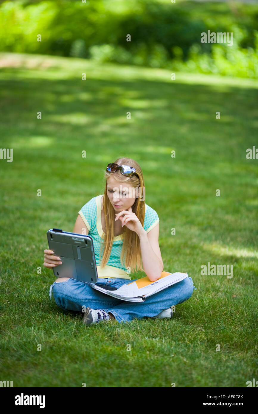 College Girl Studying on Campus Stock Photo - Alamy