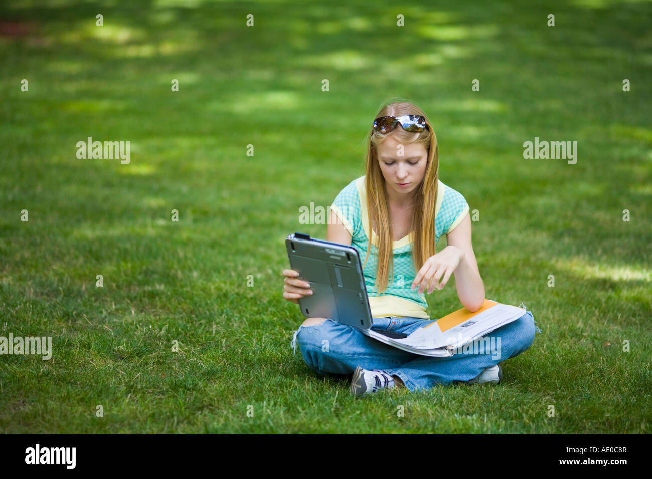 College Girl Studying on Campus Stock Photo - Alamy