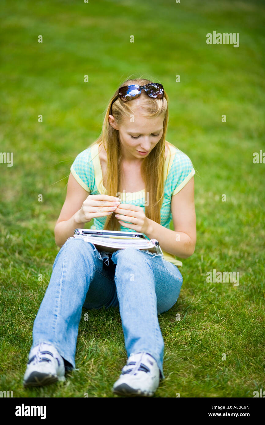 College Girl Studying on Campus Stock Photo - Alamy