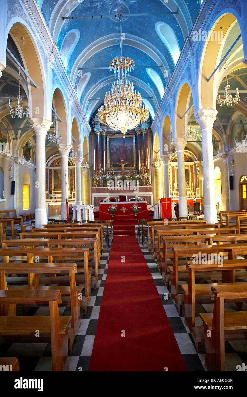 Interior of the catholic church of St. George in Ano Syros Stock Photo ...