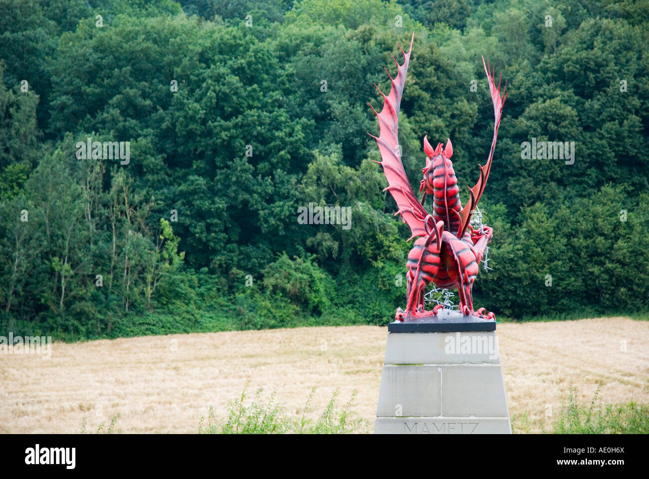 The Welsh Dragon at Mametz Wood Stock Photo - Alamy