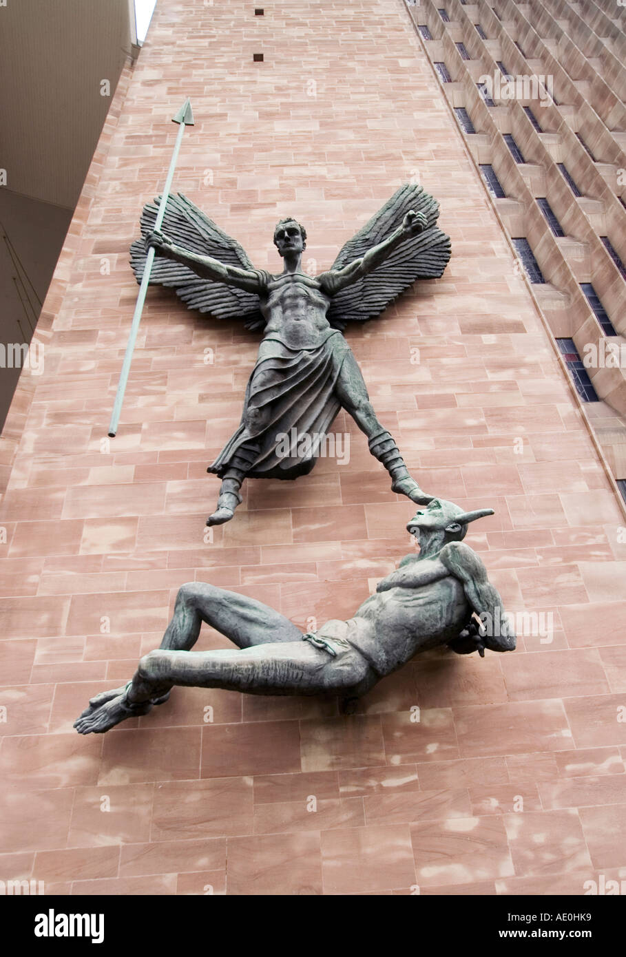 Bronze statue of St Michael Subduing the Devil by Jacob Epstein at ...