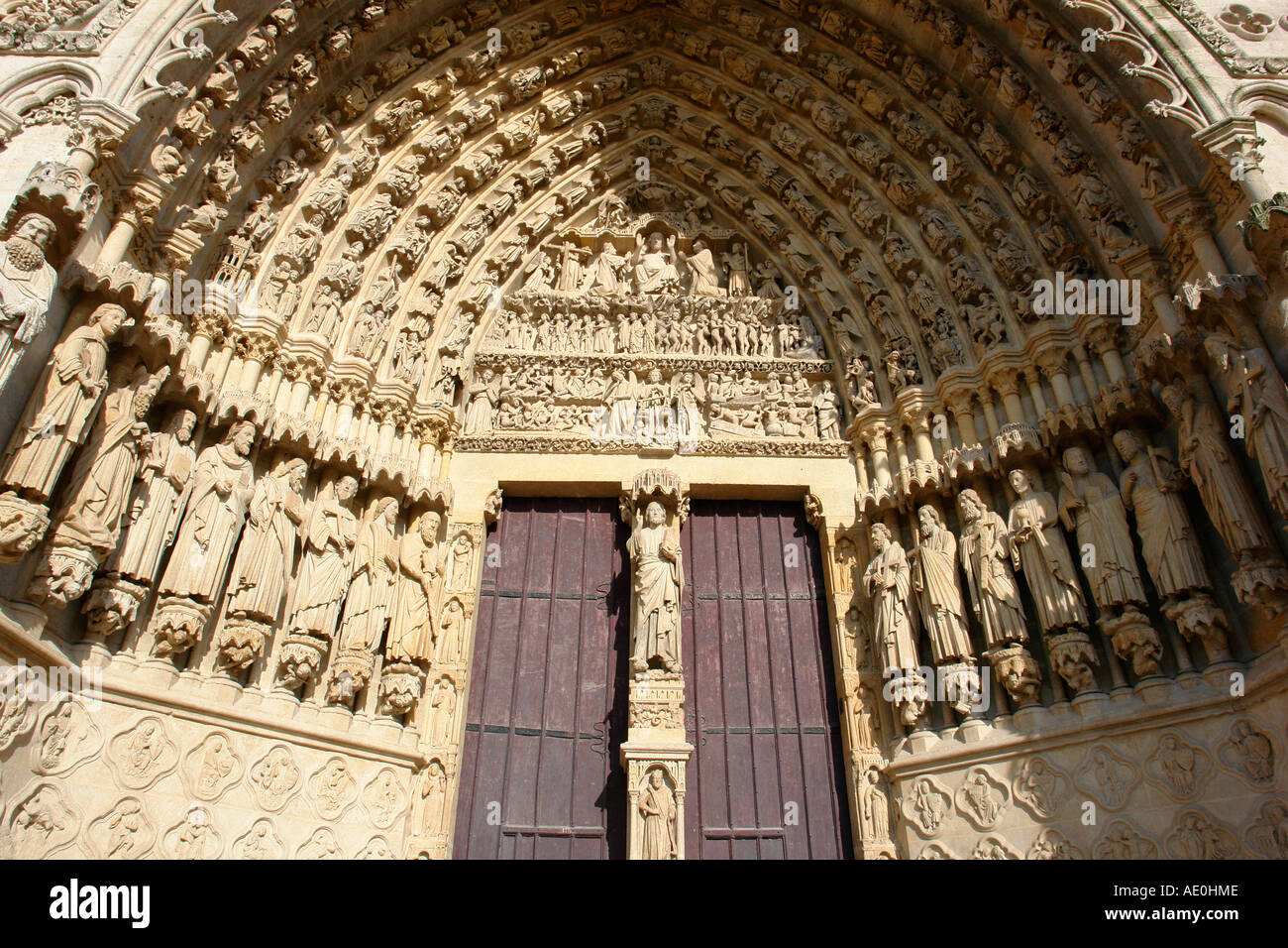 Main portal of the Notre Dame Cathedral (Amiens-Picardy-France Stock ...