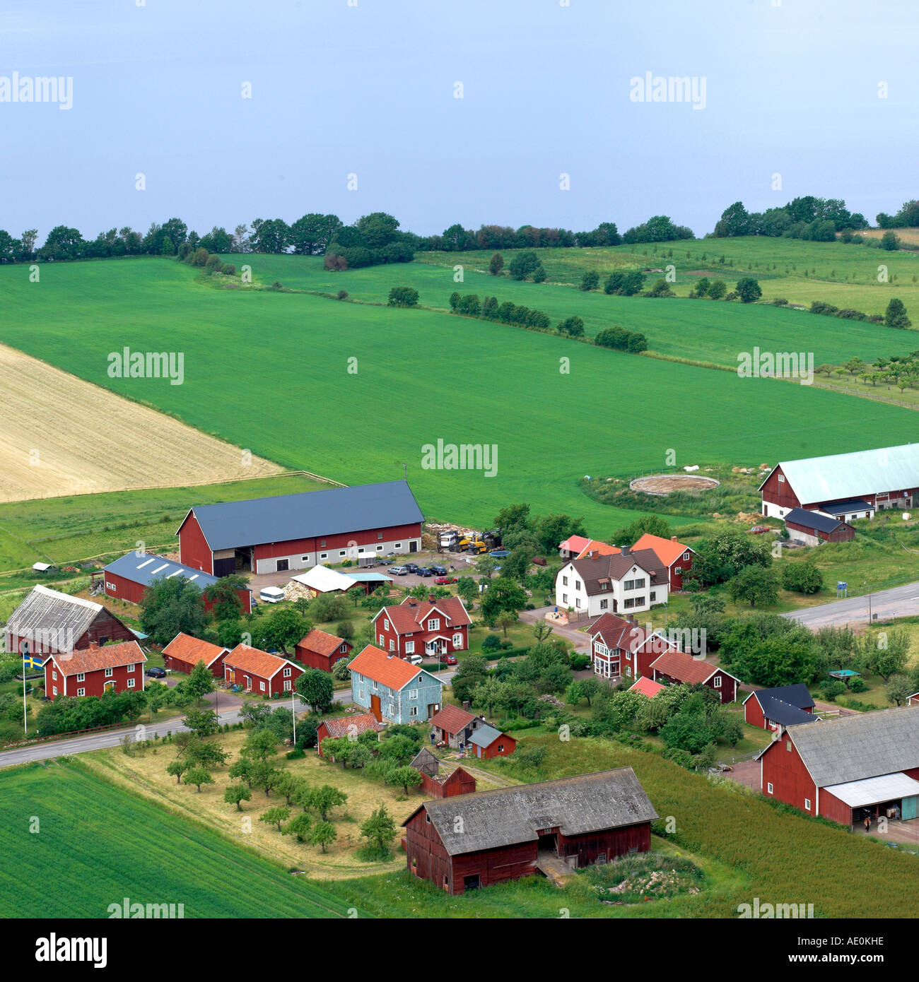 Overview of houses and farms in the swedish countryside. Sweden Stock ...