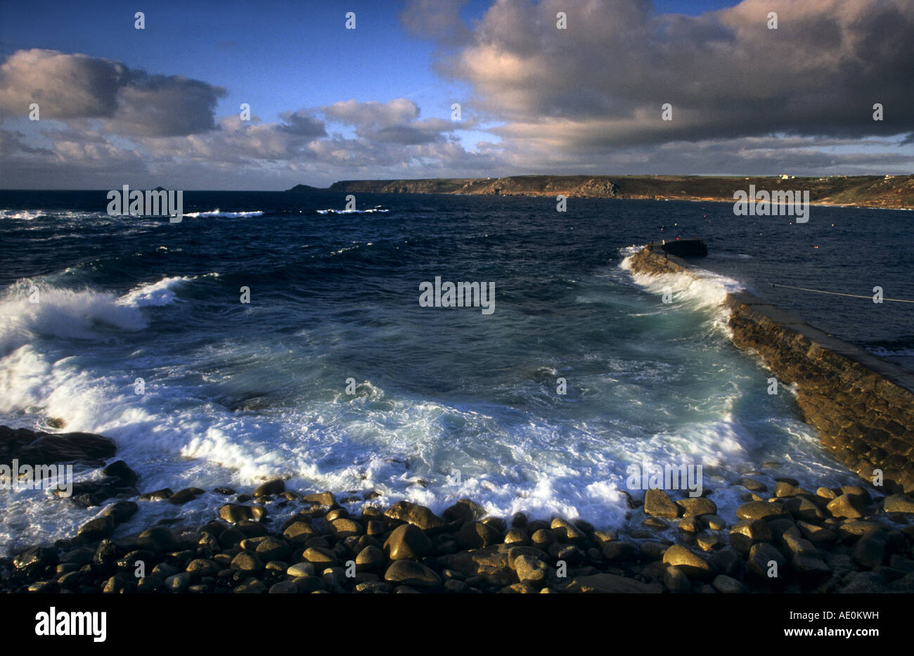 Sennen Cove in storm Cornwall Stock Photo - Alamy