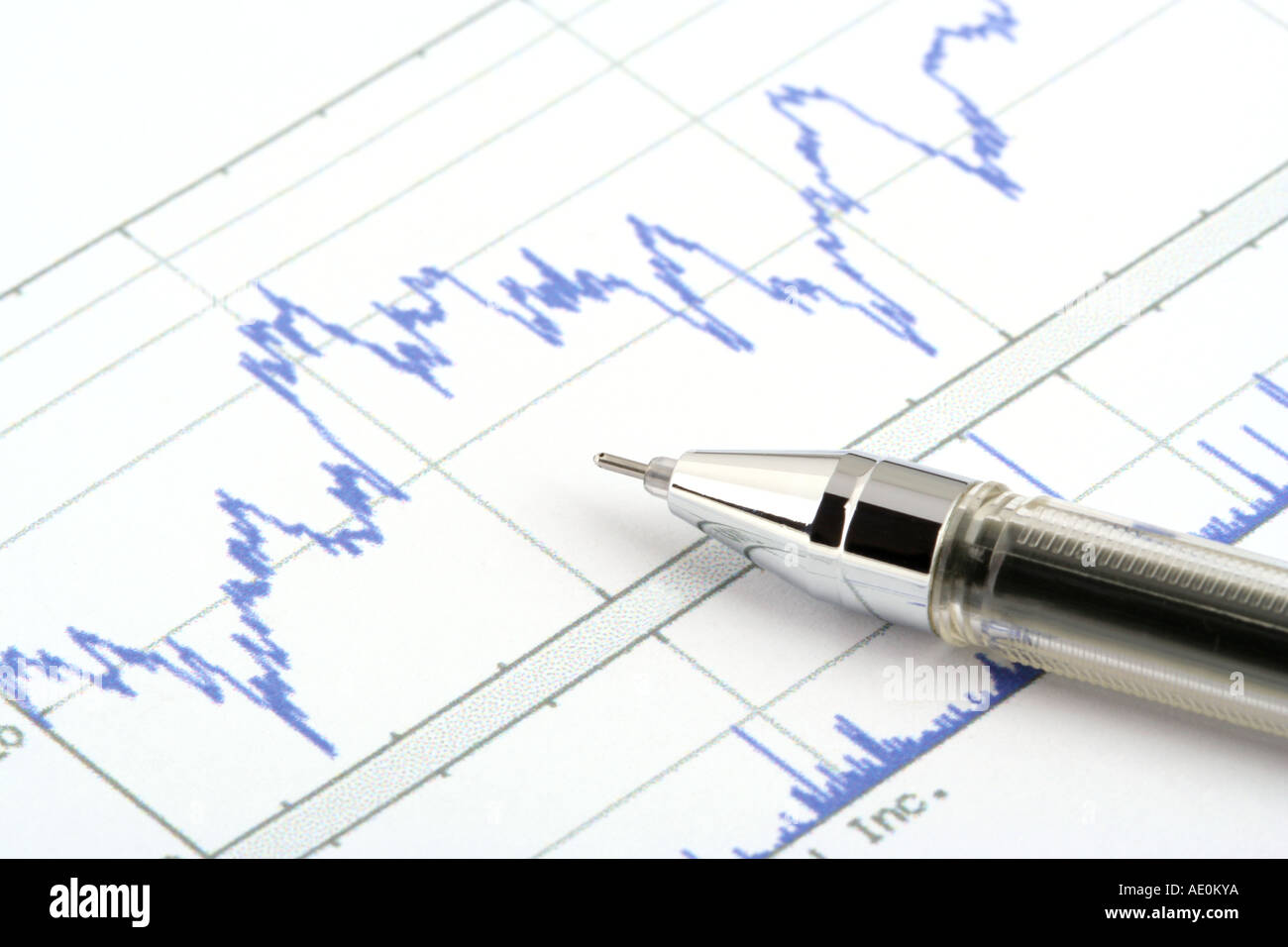 Ballpoint Pen on Stock Chart Stock Photo - Alamy