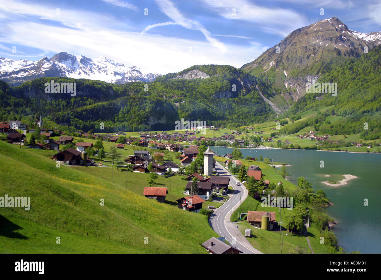 Alpine Village Switzerland Stock Photo - Alamy