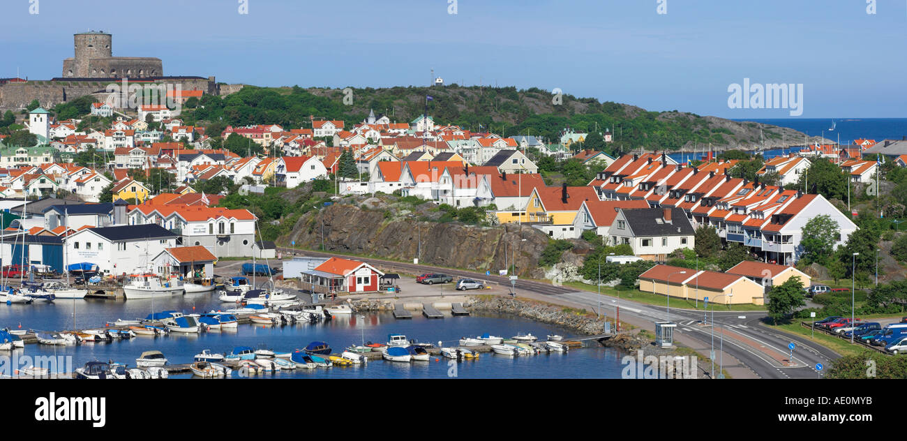 Small boats and houses at Marstrand Bohuslan in the Archipelago Sweden ...
