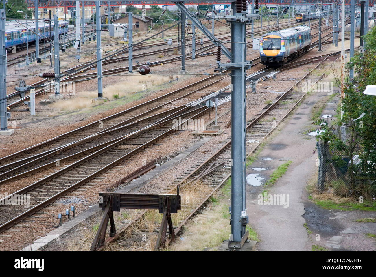 Train and rail track Stock Photo - Alamy