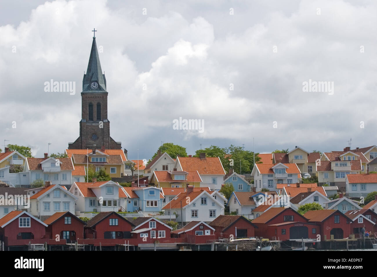 Sweden, Fjallbacka, Church and village Stock Photo - Alamy