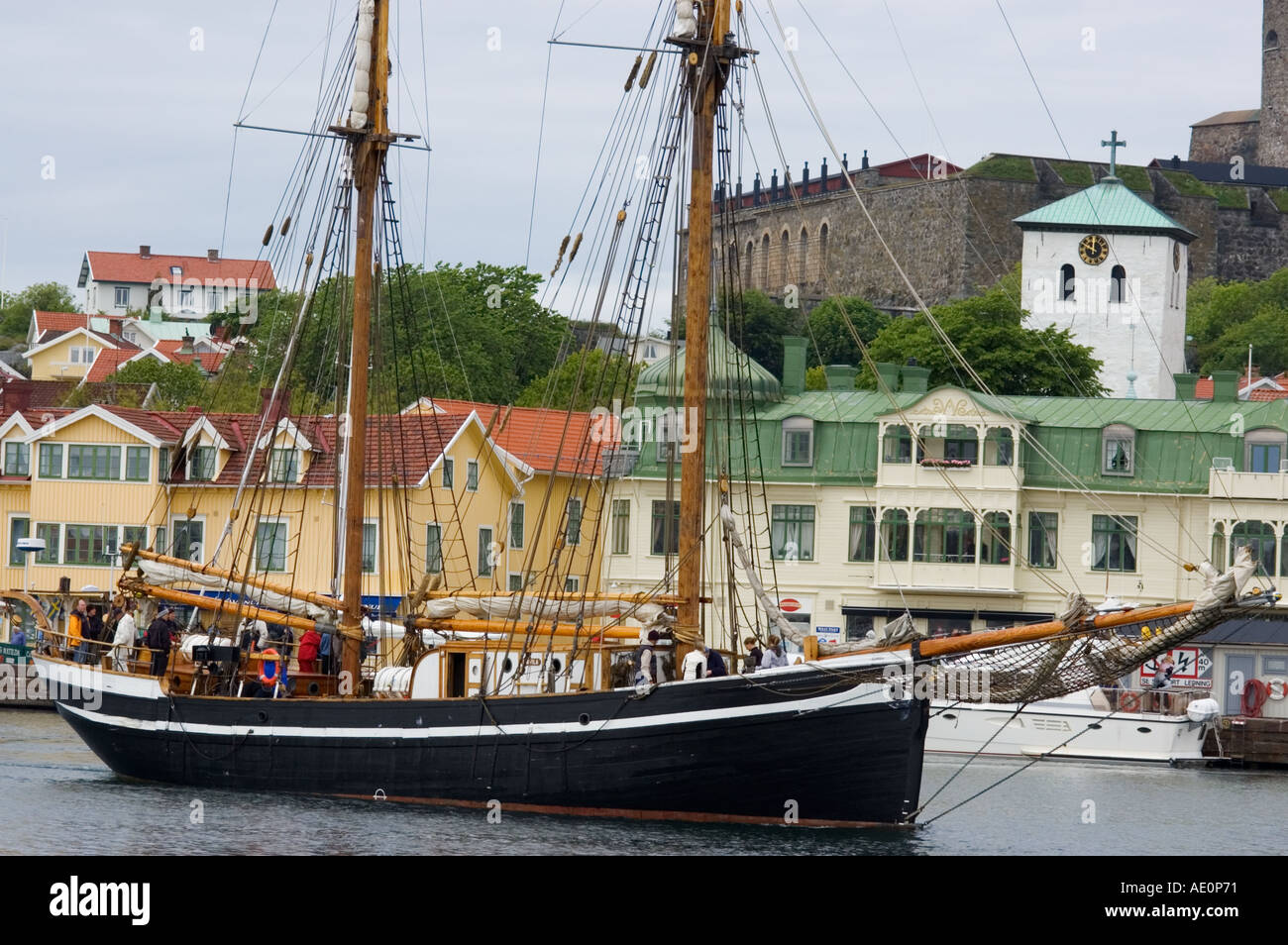 Sweden, Marstrand, Harbor and Carlsten Fortress Stock Photo - Alamy