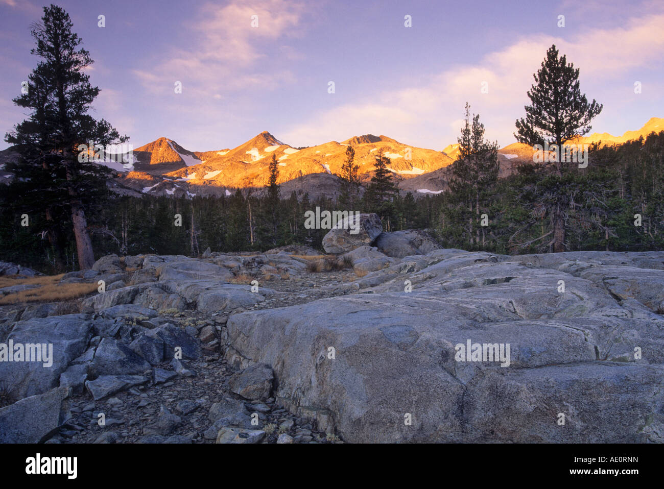 Sunrise on the Ritter Range in the Ansel Adams Wilderness, Inyo ...