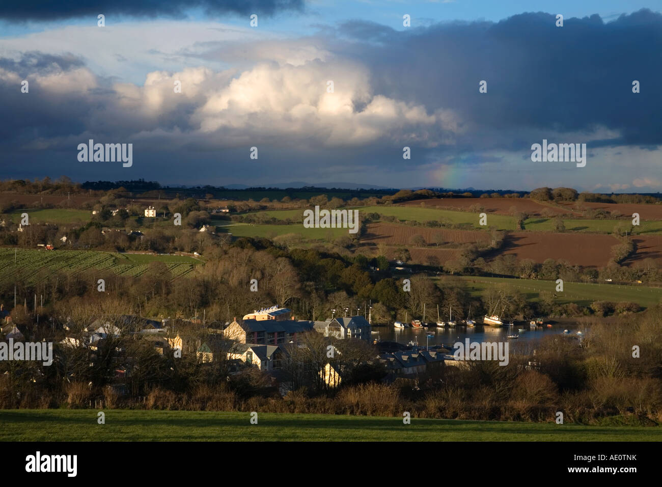 view of Penryn and the river showing the rural setting cornwall Stock ...