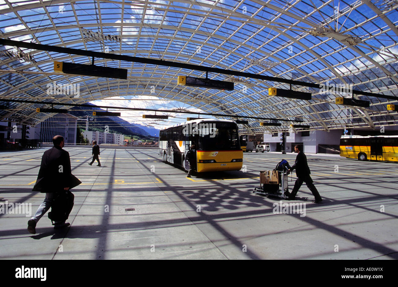 Chur bus terminal in Switzerland which is above the railway station ...