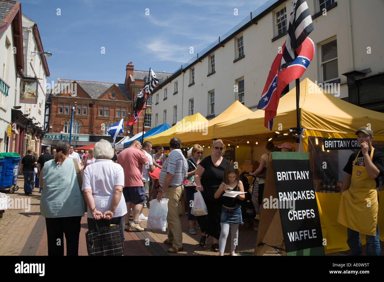 RHYL DENBIGHSHIRE NORTH WALES UK July A French Farmers Market in one of ...