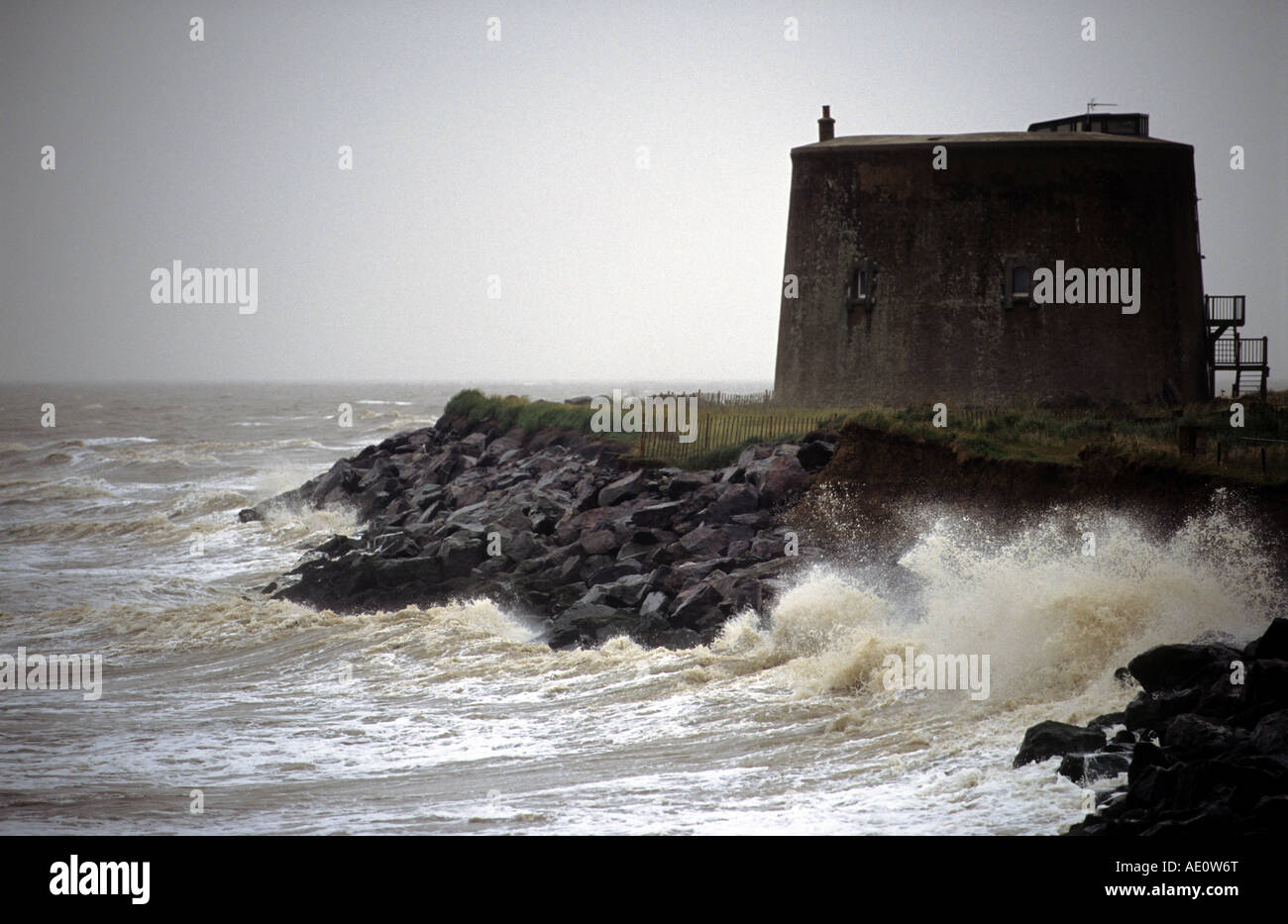 Coastal defences (rock armor) under attack from the North Sea at East ...