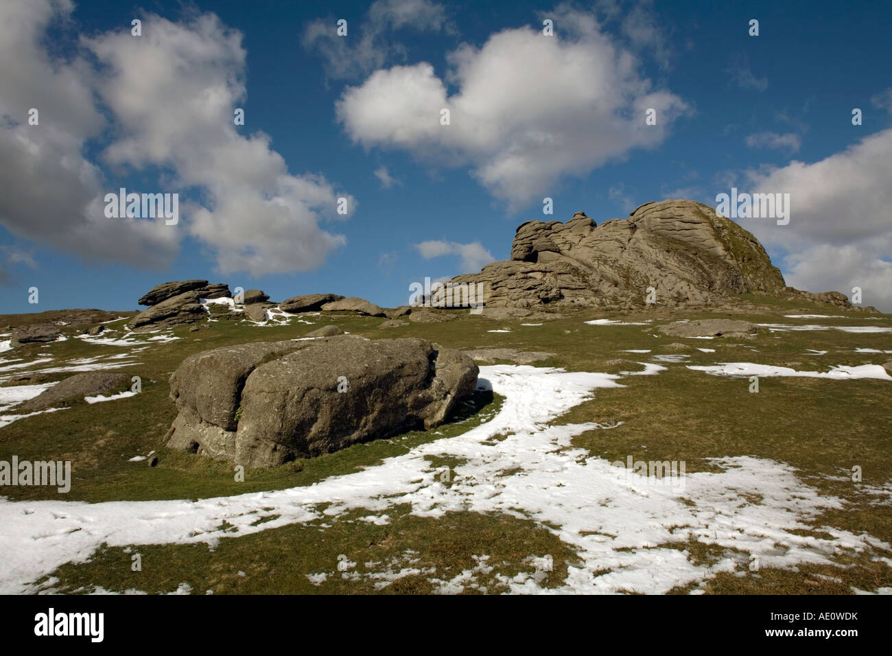 Haytor on Dartmoor in snow Devon Stock Photo - Alamy