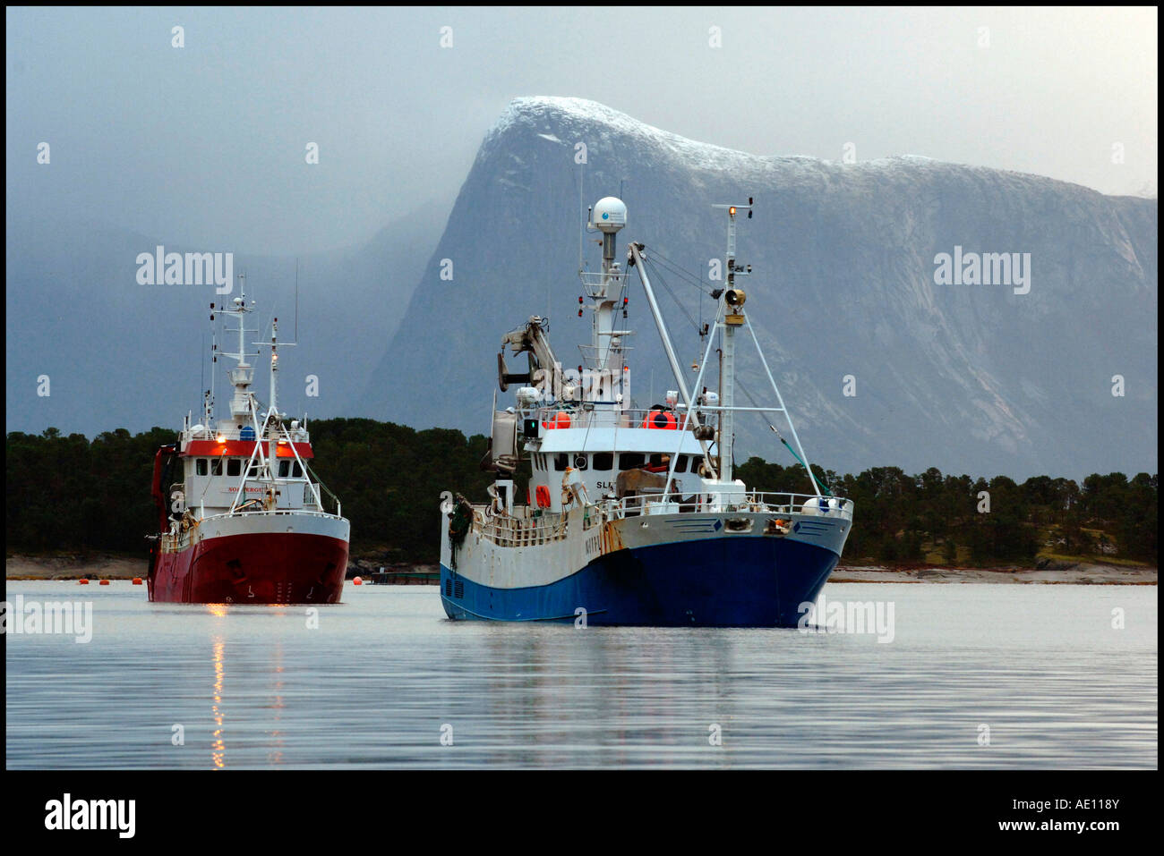 Fishing ships, Tysfjord, Norway Stock Photo - Alamy